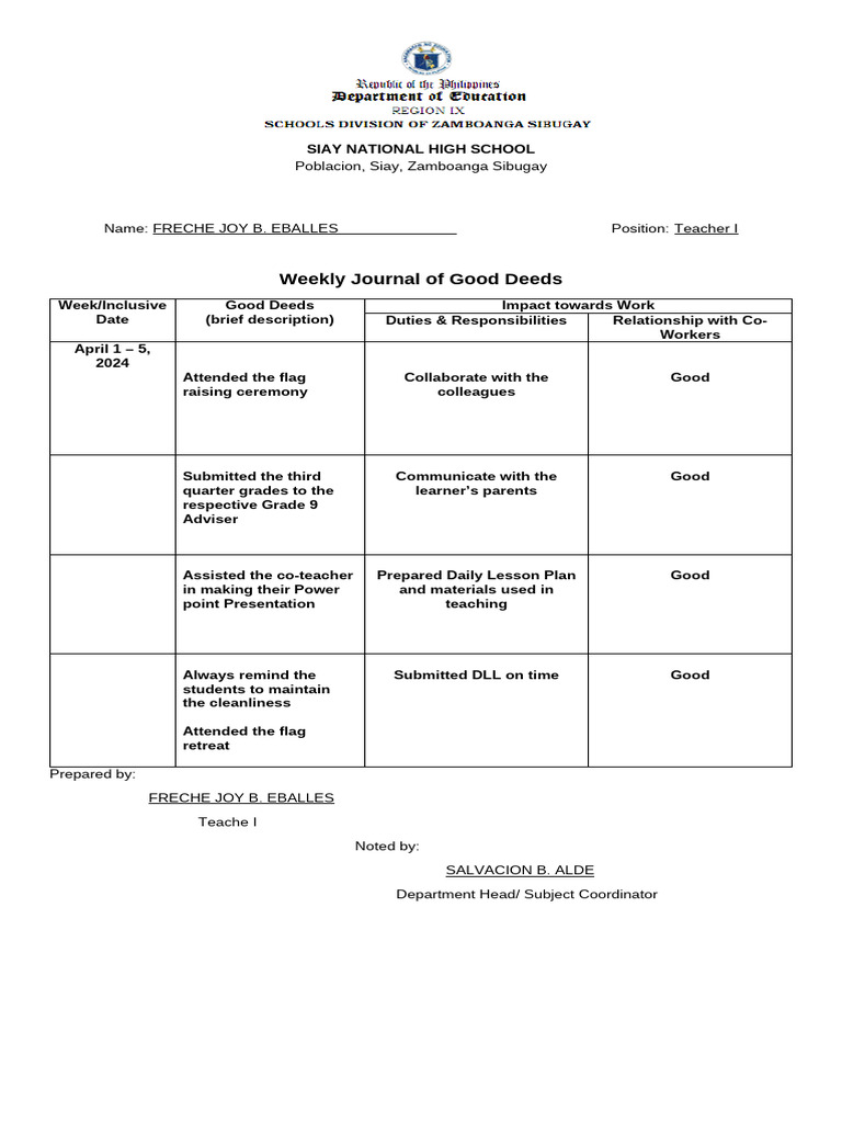 Journal-Of-Good-Deeds-Template (Final) | PDF