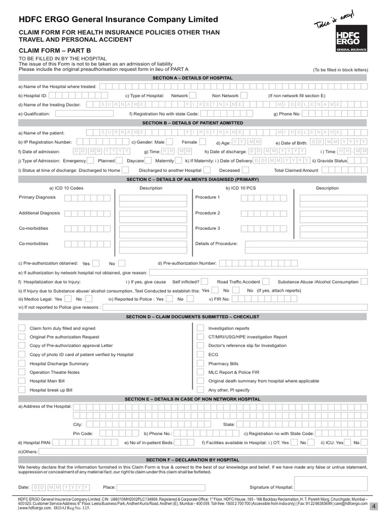 Claim B Form.1pdf | PDF | Receipt | Hospital