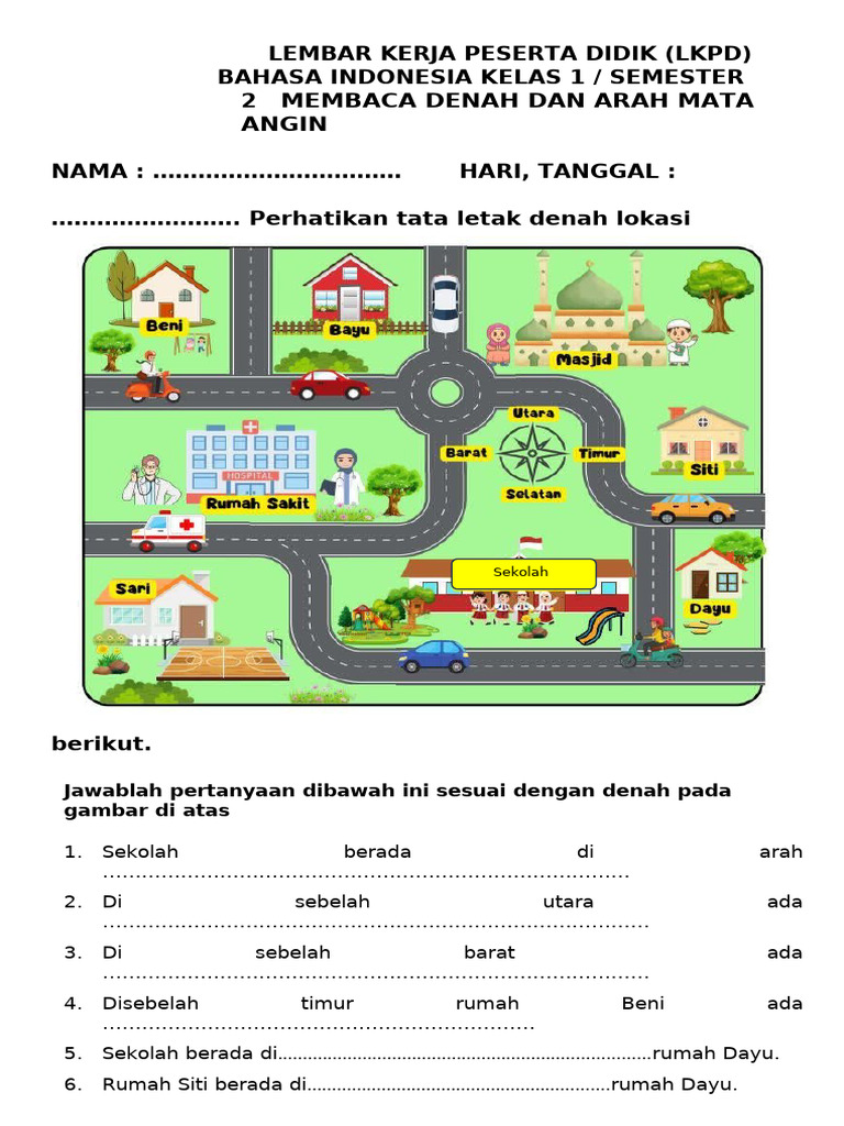 LKPD Denah Dan Arah Mata Angin | PDF