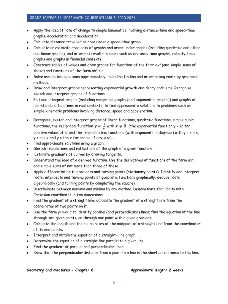 GR 10-IG Maths Syllabus Overview 2020-21 (Dragged) | PDF | Line ...
