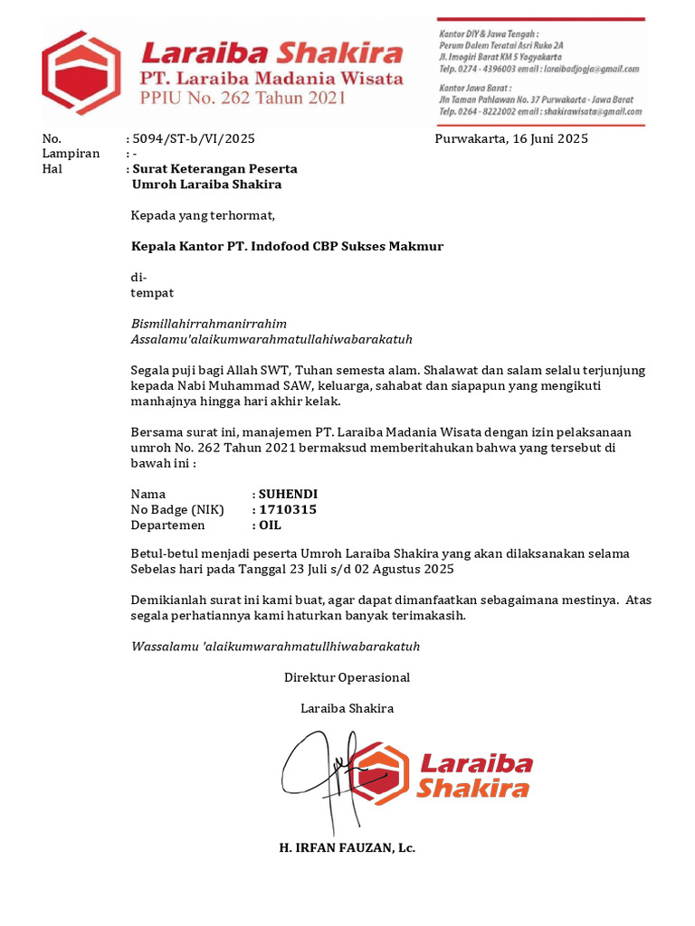 5094- Surat Izin Suhendi | PDF