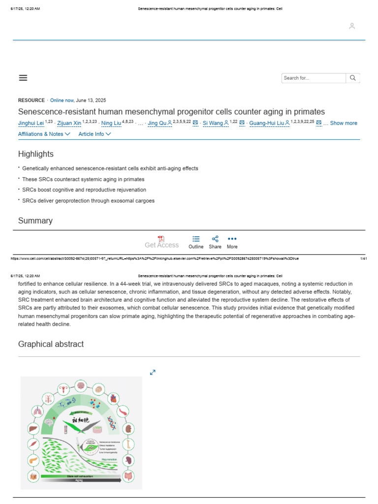 Senescence-Resistant Human Mesenchymal Progenitor Cells Counter Aging ...