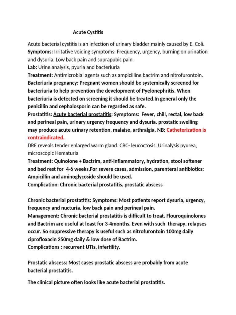 Bacteriuria and Cystitis Overview | PDF | Urinary Tract Infection ...