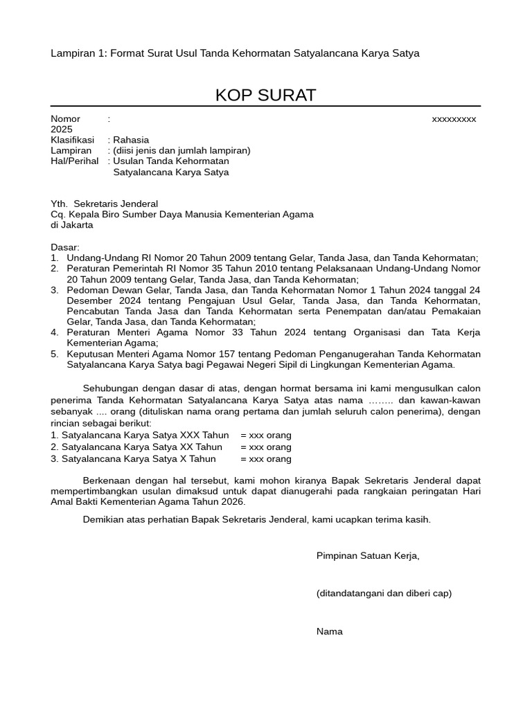 Usulan Satyalancana Karya Satya 2026 | PDF