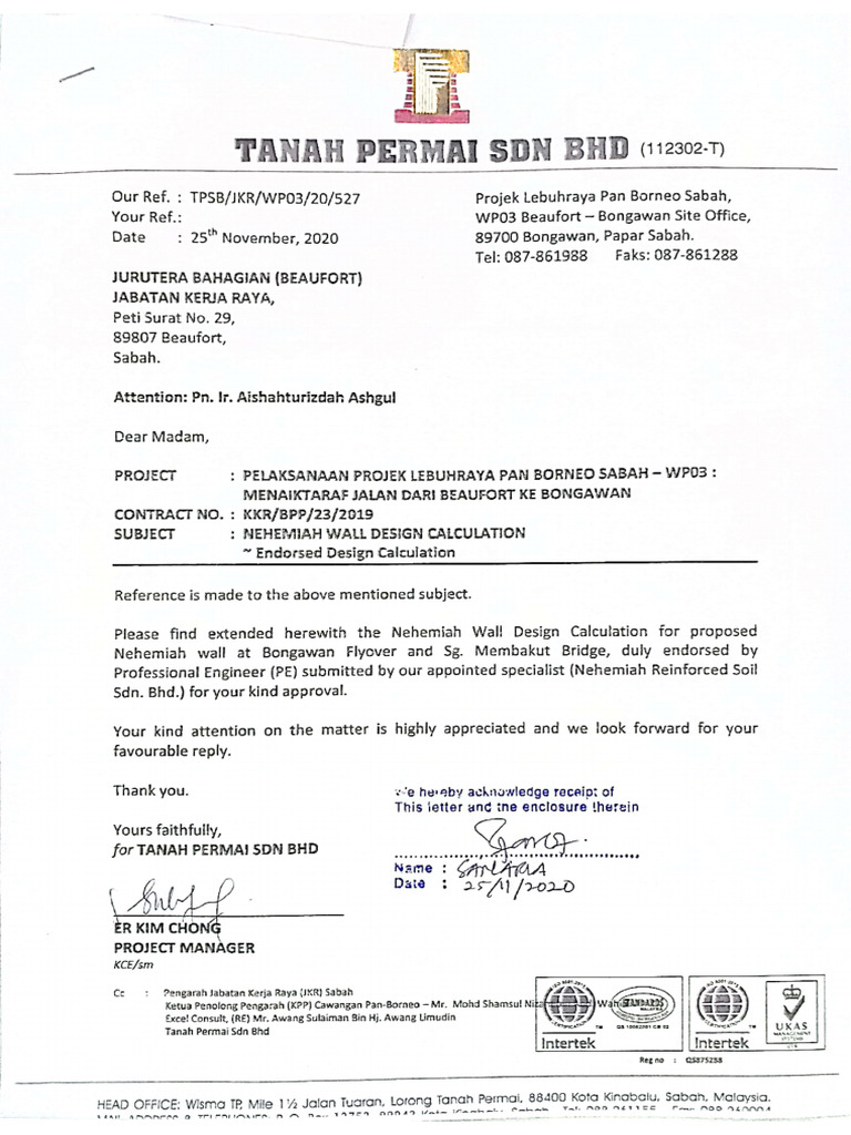 Endorsed Design Calculation (RS Wall) | PDF