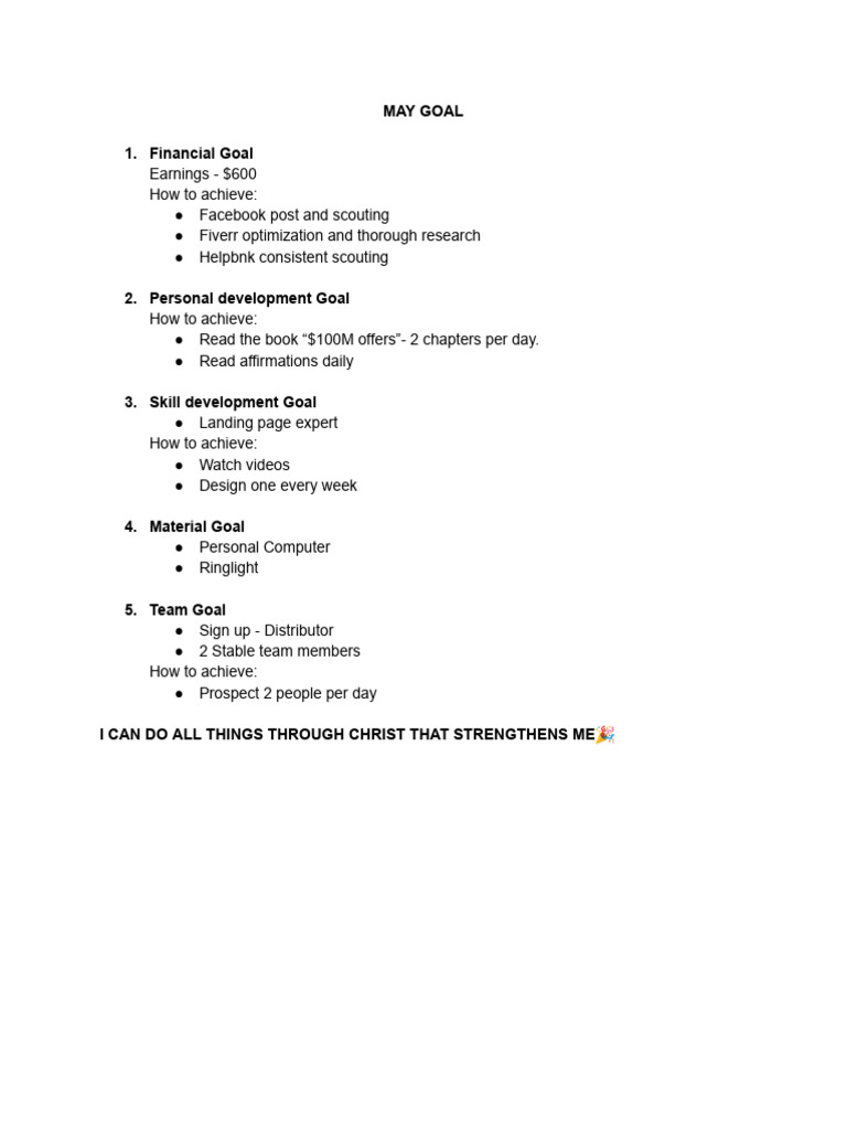 May Goal | PDF