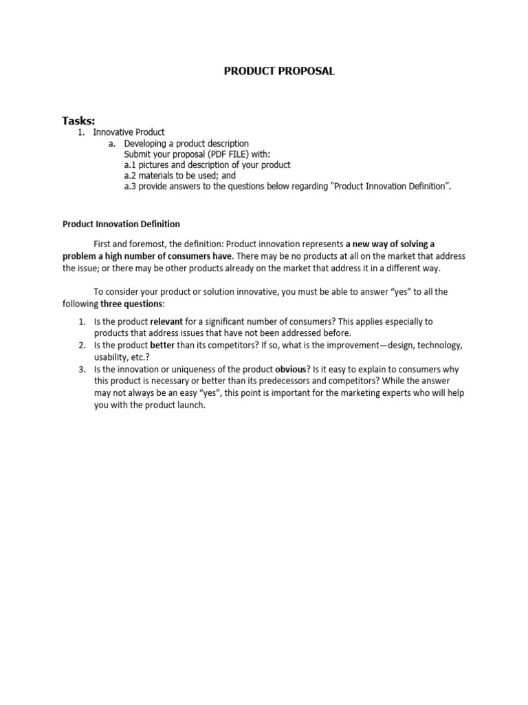 Innovative Product Proposal Guide | PDF
