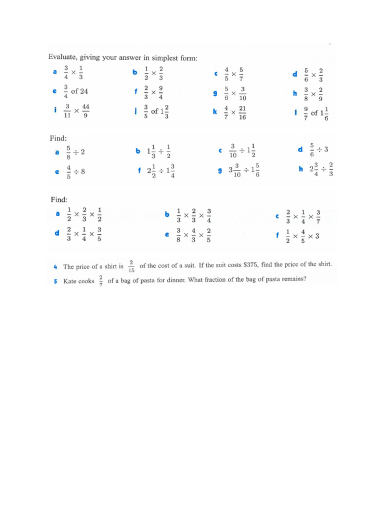 Multiplication of Fraction | PDF