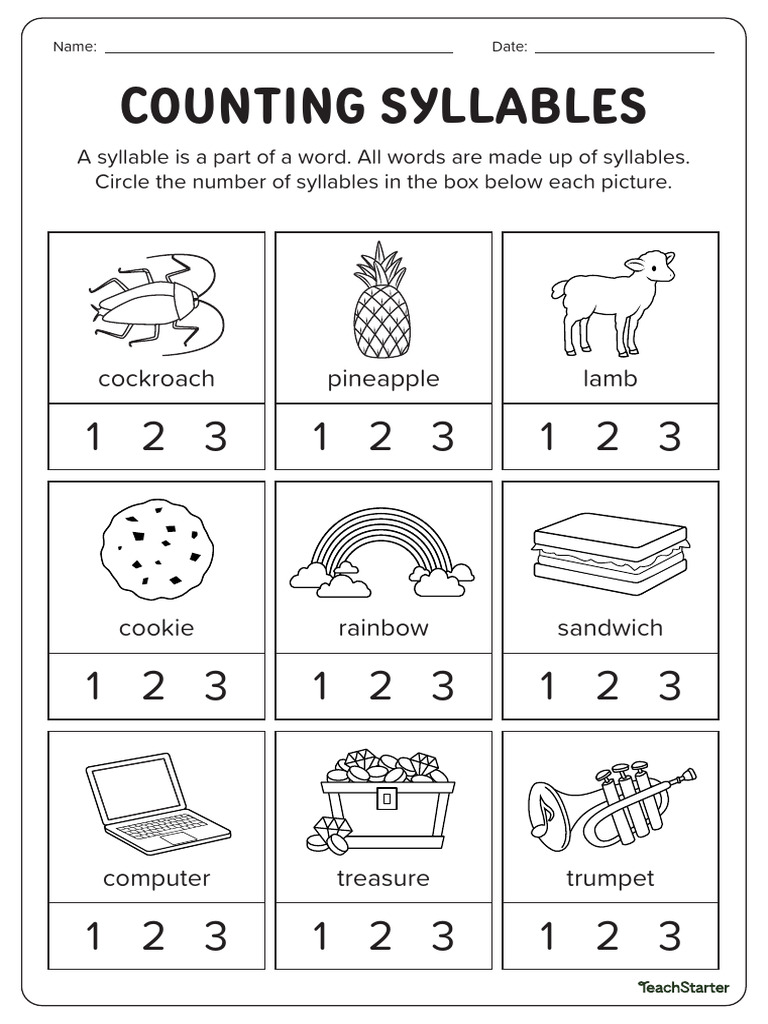Counting Syllables Worksheets A Do Be Reader | PDF