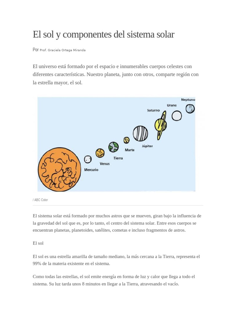 Los Elementos Del Sistema Solar | PDF | Sistema solar | Planetas