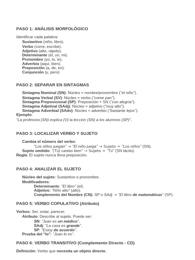 Análisis Morfológico y Sintáctico | PDF | Adverbio | Asunto (gramática)