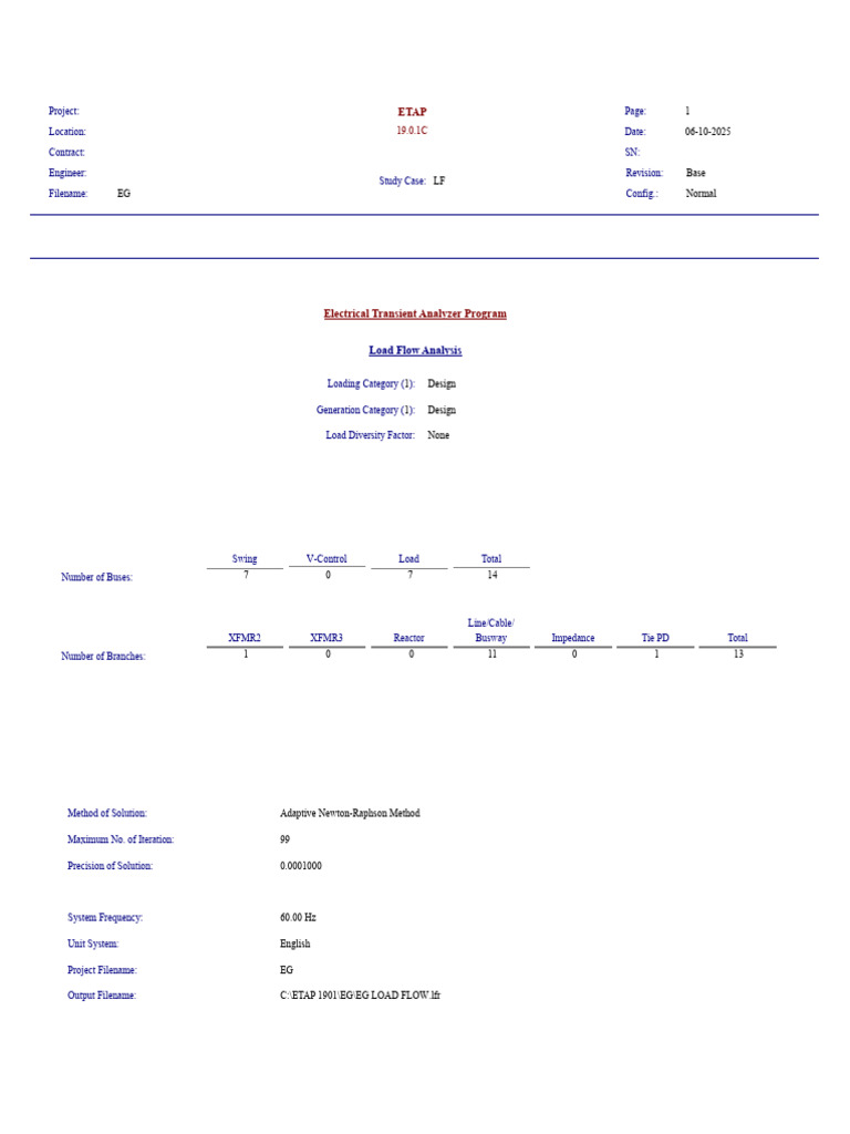 Eg Load Flow - lf1s - Complete | PDF | Electric Power Transmission ...