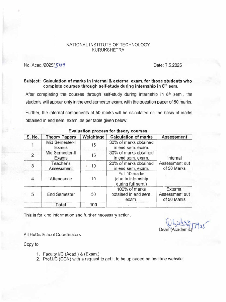 Notice Reg. Calculation of Marks | PDF