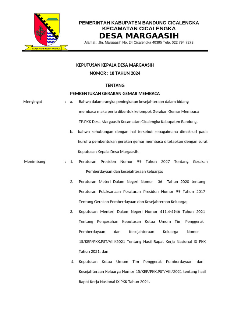 SK Gemar Membaca Margaasih | PDF