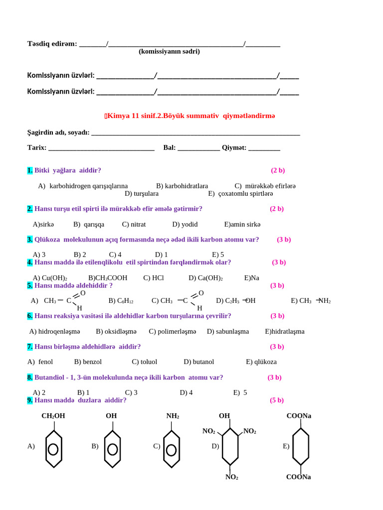 2.BSQ.11s.Kimya 2023 | PDF