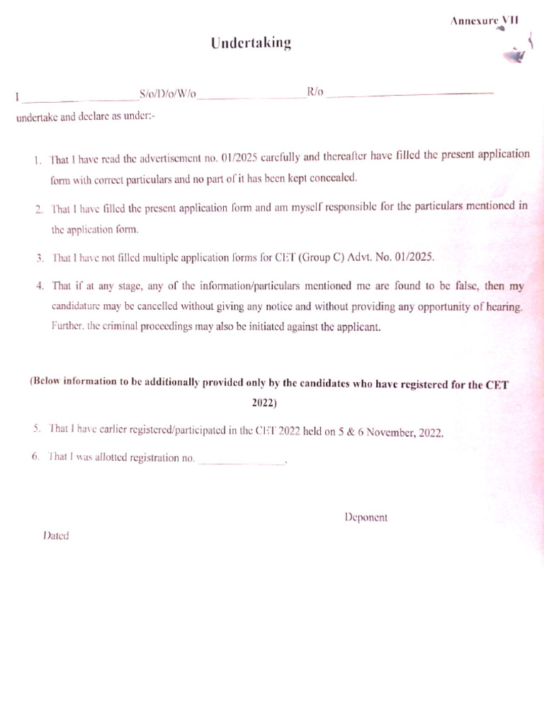 Cet Undertaking | PDF