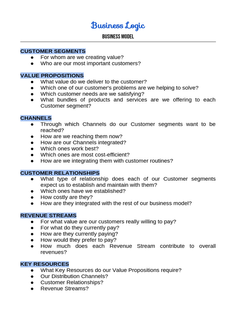 Business Logic - Business Model | PDF