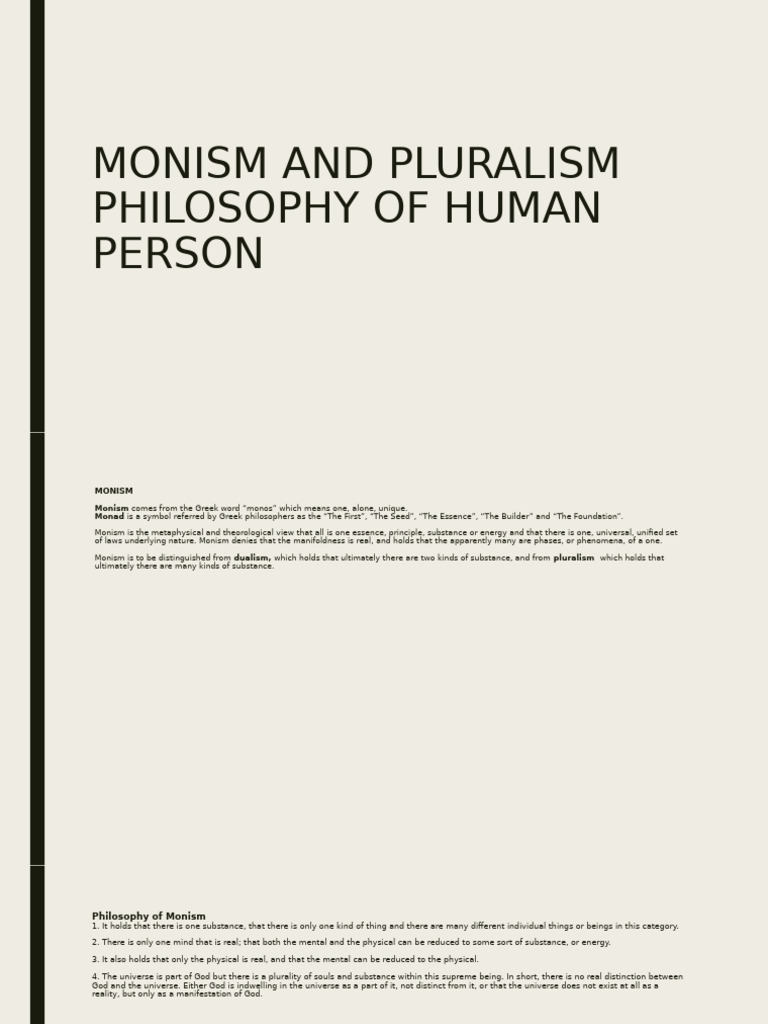 Understanding Monism in Philosophy | PDF | Monism | Religious Pluralism
