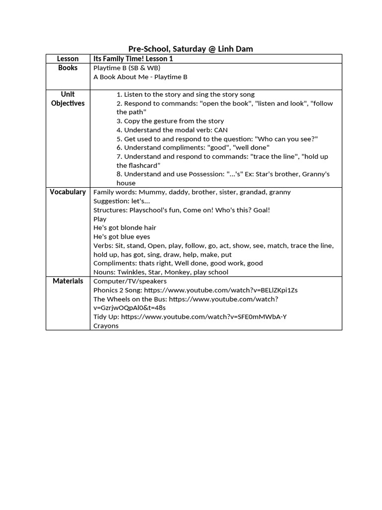 Preschool B - Unit 1 Lesson 1 (Alexa) | PDF | Language Families | Languages