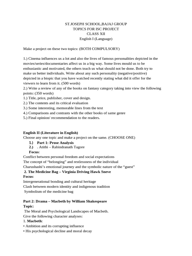 Class 12 Film and Literature Project Guide | PDF | Macbeth