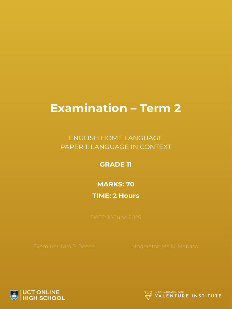 G11 English T2 Exam Question Paper 1 | PDF | Meme | Plagiarism