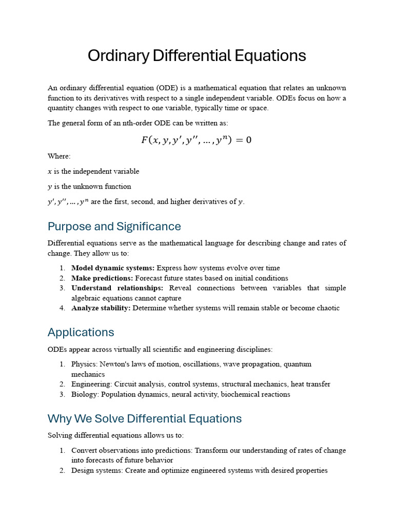 Ordinary Differential Equation | PDF | Differential Equations | Ordinary Differential Equation