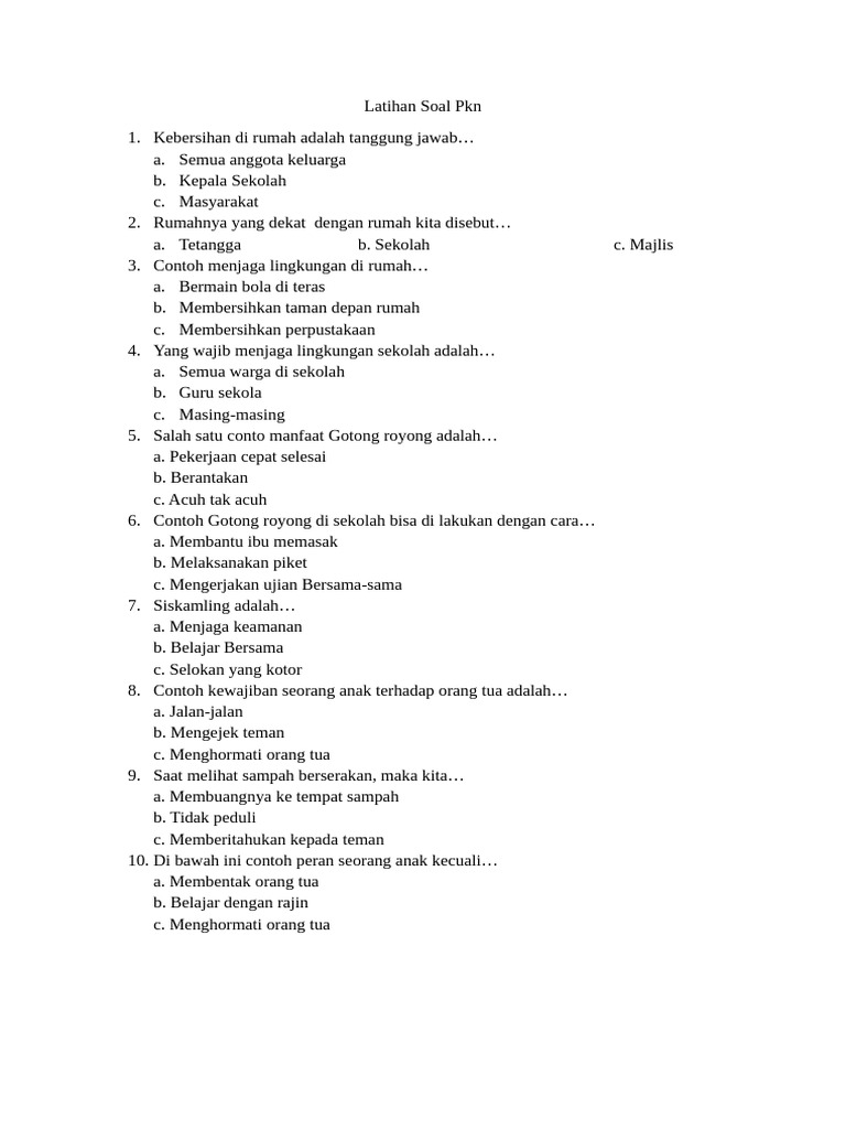 Latihan Soal PKN | PDF