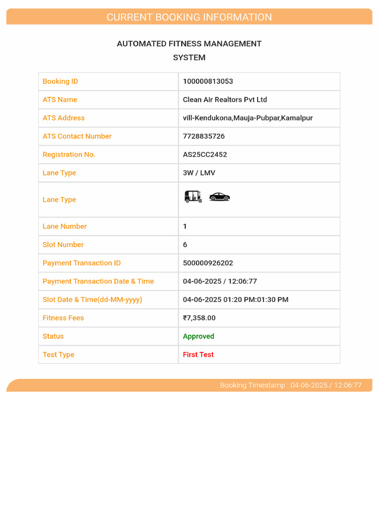 Current Booking Information | PDF