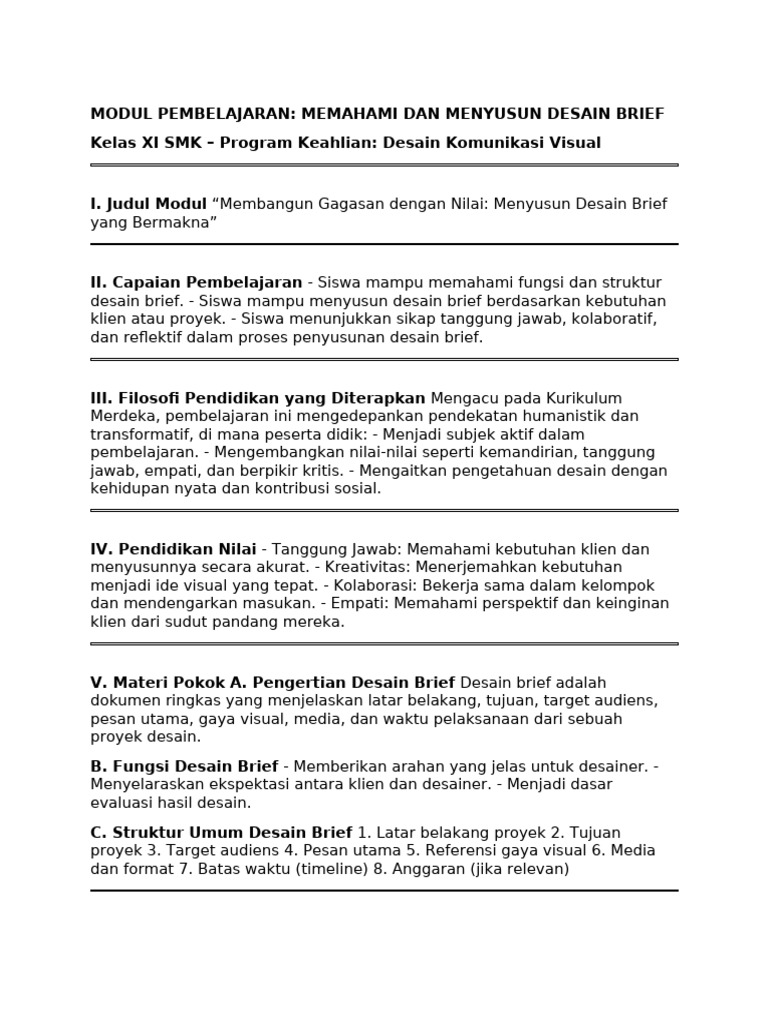 Modul Desain Brief Xi DKV | PDF