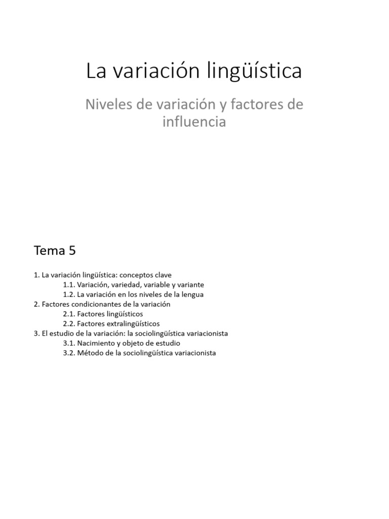 Tema 5. La Variación Lingüística | PDF | Sociolingüística | Lingüística