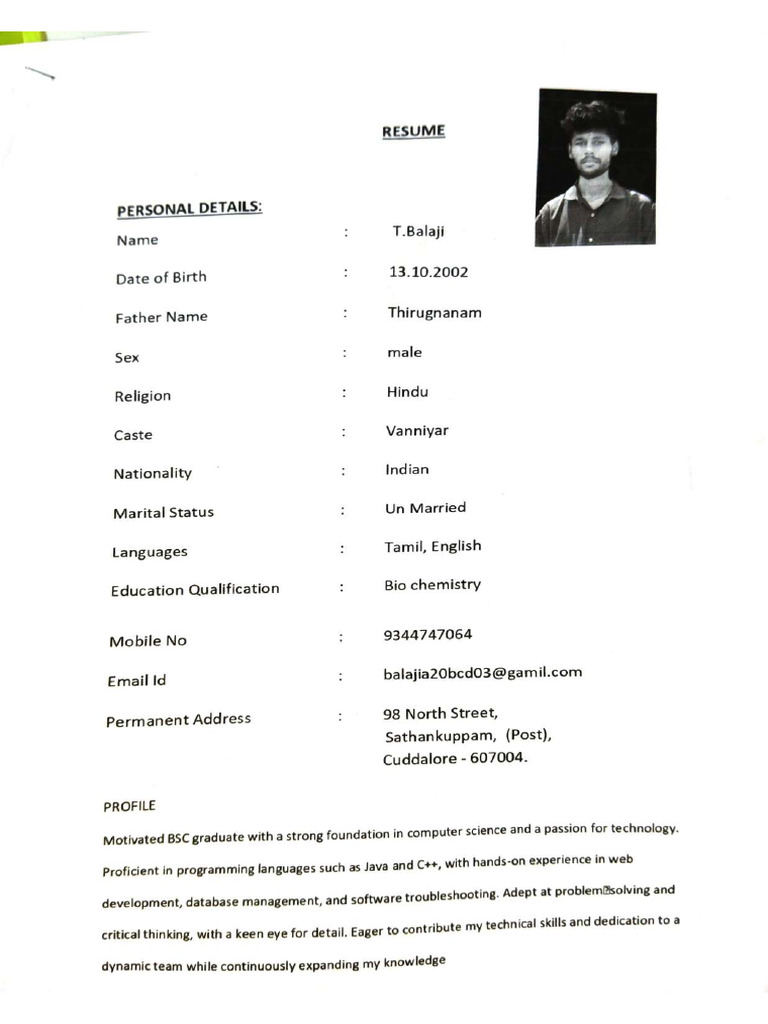 Balaji Resume | PDF