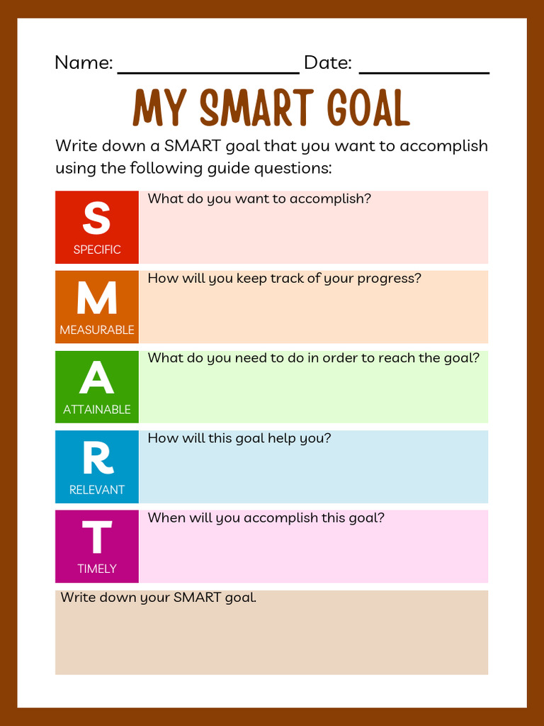 SMART Goals Worksheet | PDF