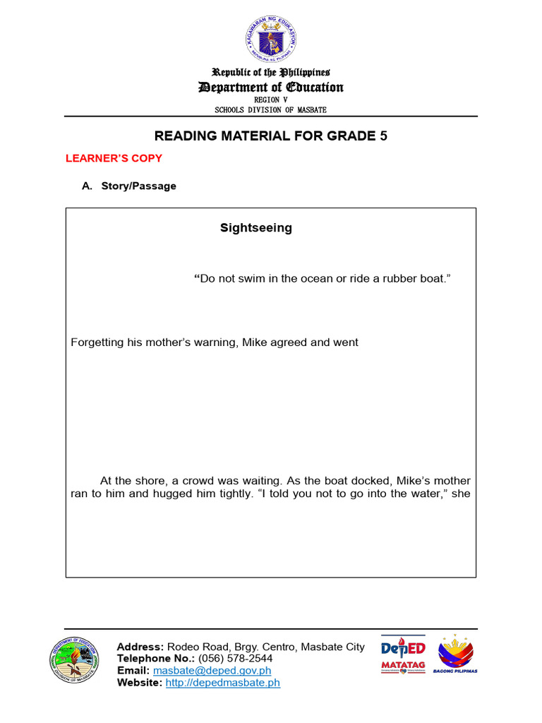 Grade 5B Reading Material | PDF