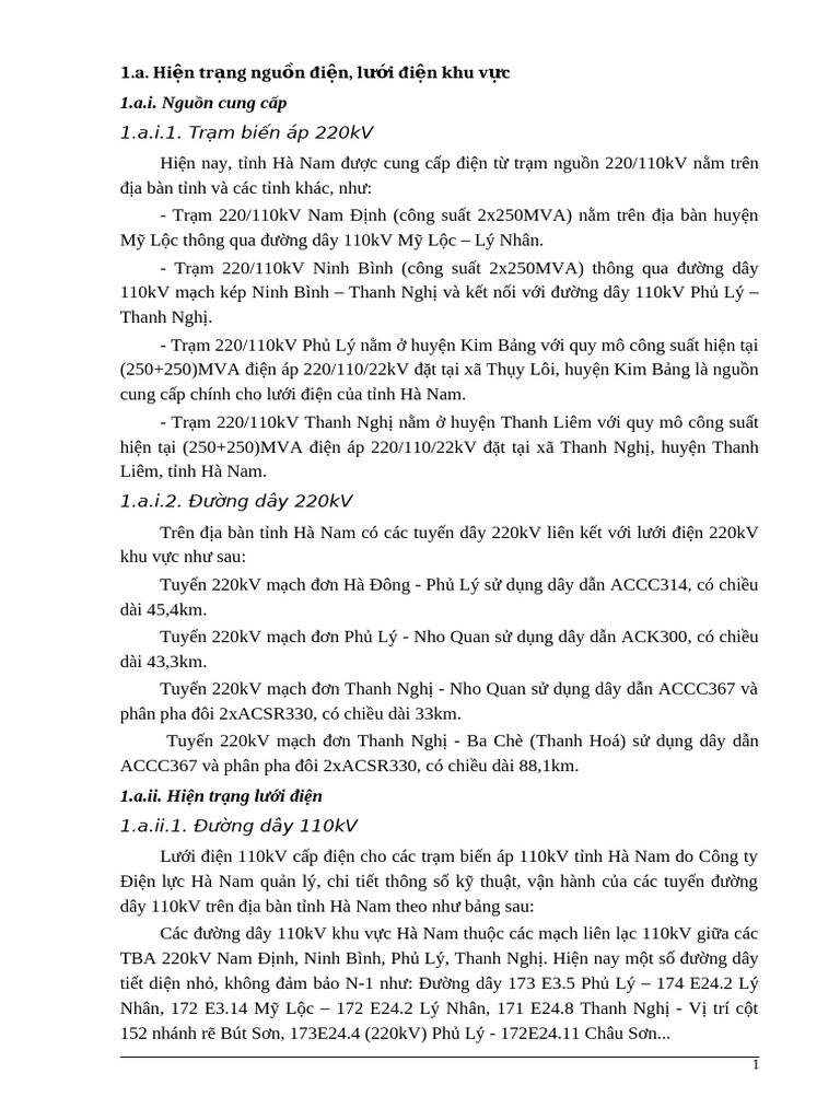 Hien Trang Nguon Va Luoi Dien Ha Nam | PDF