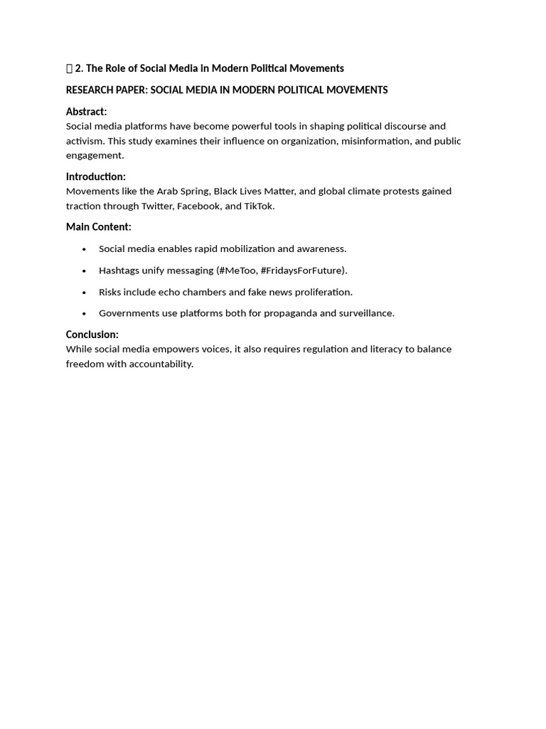 Social Media's Impact on Political Movements | PDF