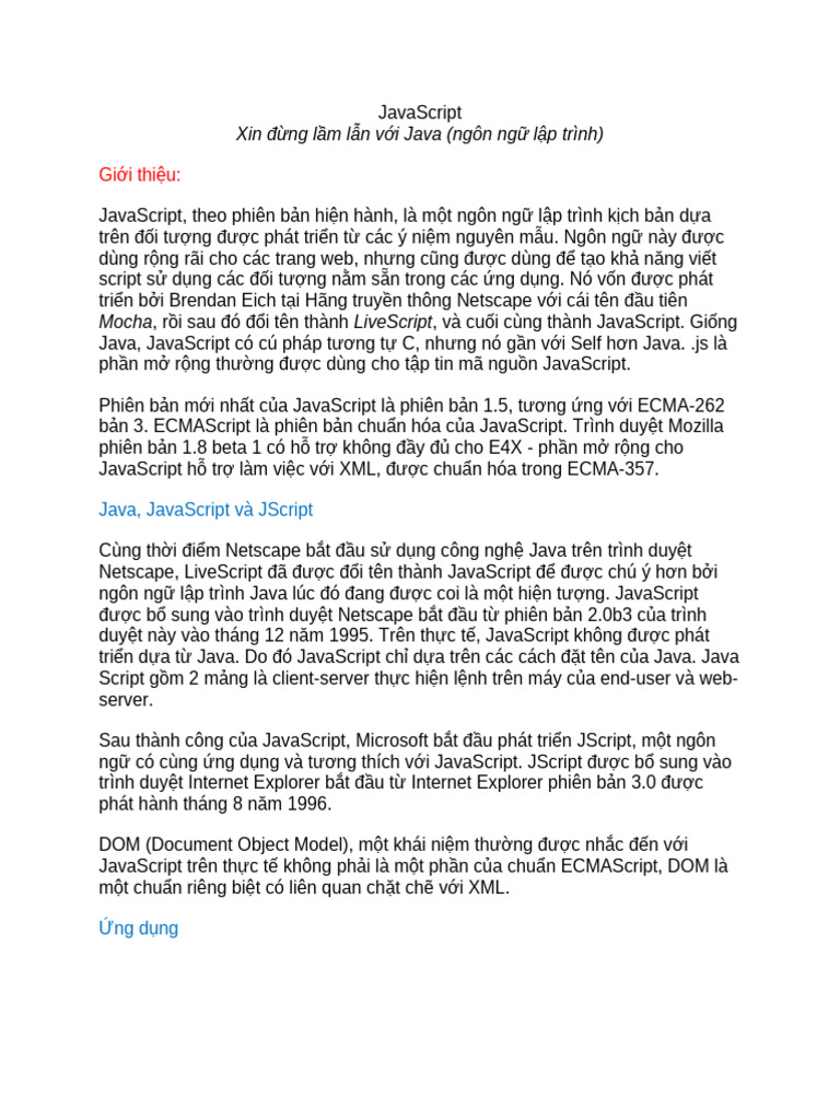 Giới thiệu:: Xin đừng lầm lẫn với Java (ngôn ngữ lập trình) | PDF