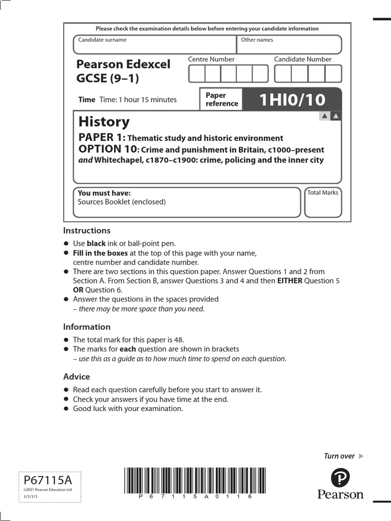 Edexcel GCSE History Paper 1 Option 10 November 2021 | PDF
