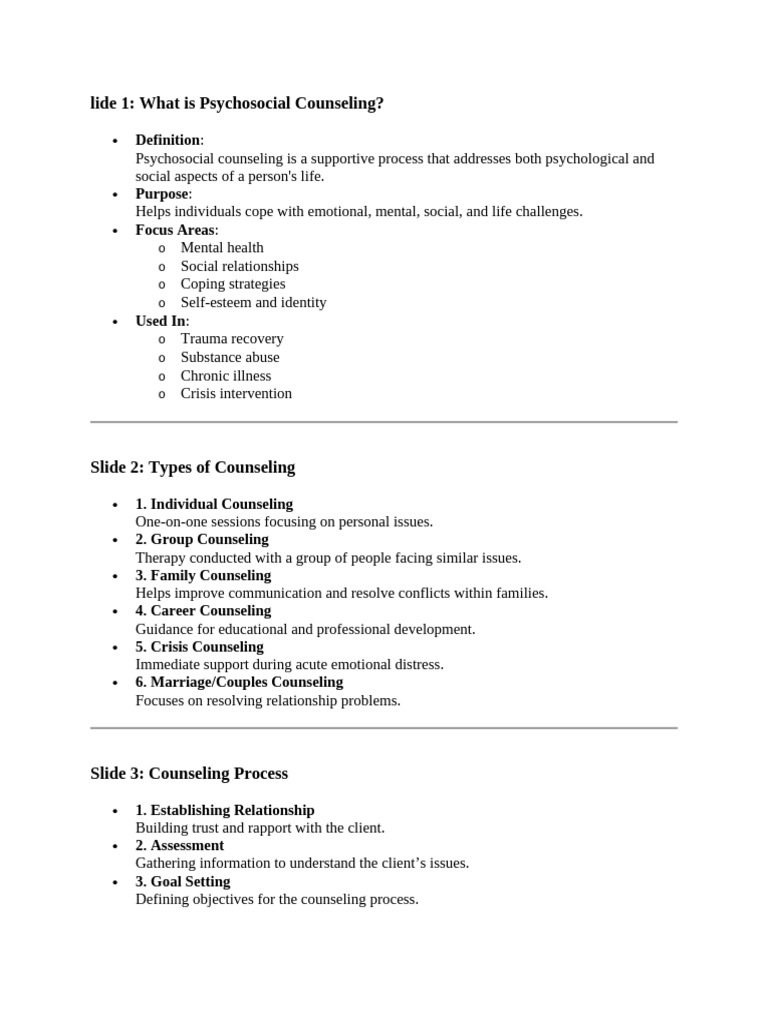 Psycho-Social Counselling Notes | PDF | Psychotherapy | Psychosocial