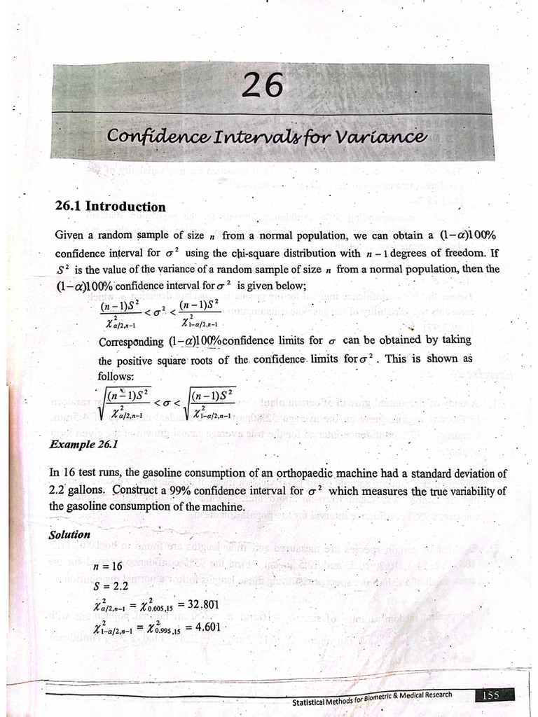 Confidence Interval For Variance | PDF