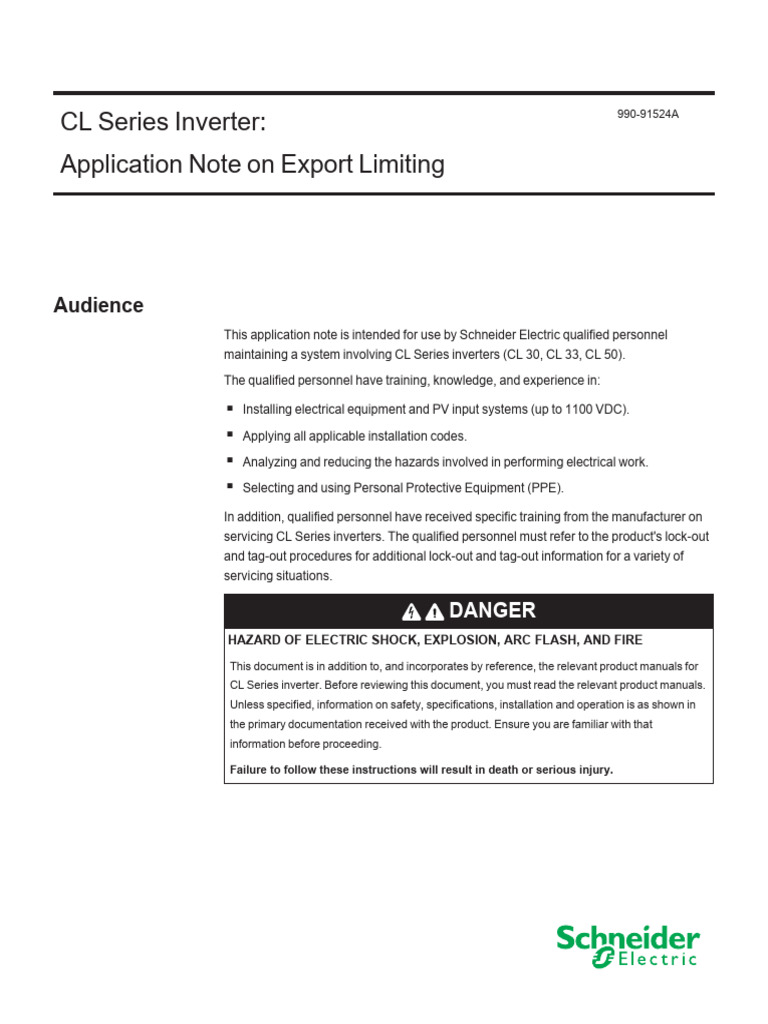Schneider Export Limiting Application Note | PDF | Power Inverter ...
