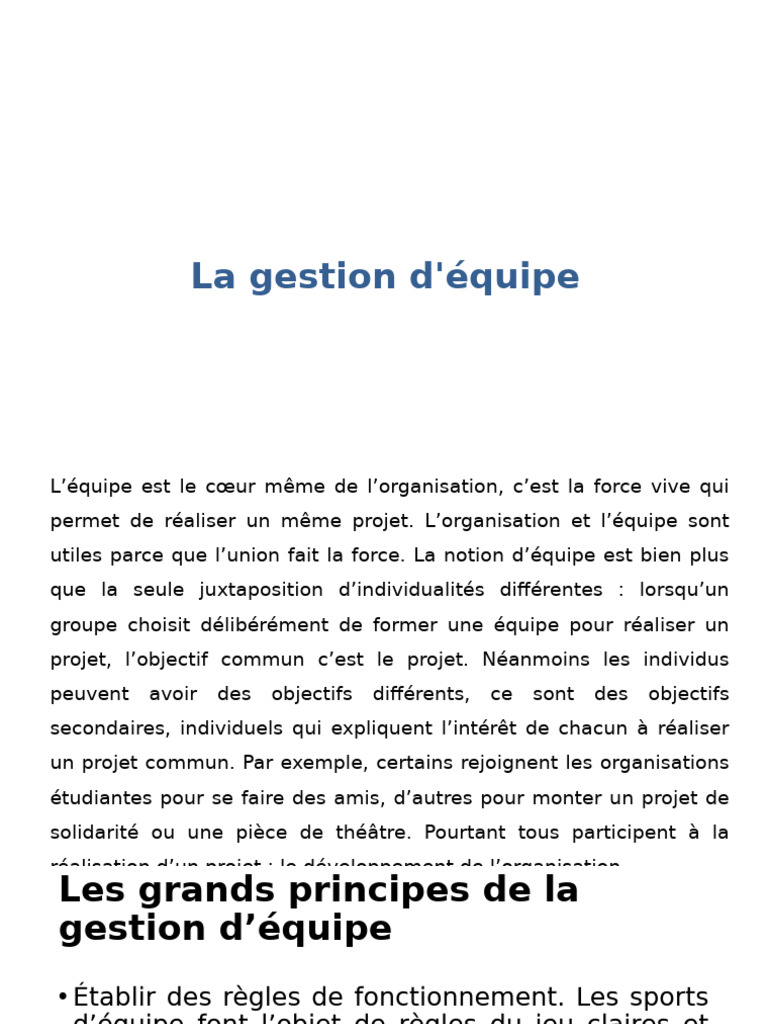 Gestion Equipe | PDF | Motivation | Motivant