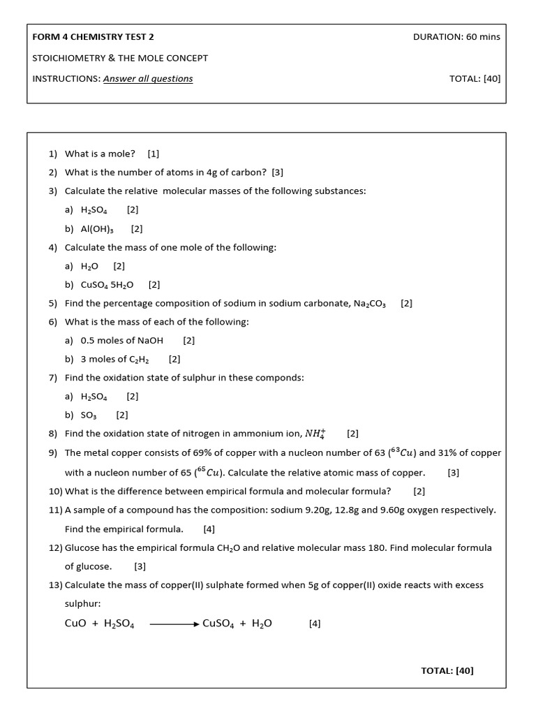 F4 Chem Test 2 | PDF