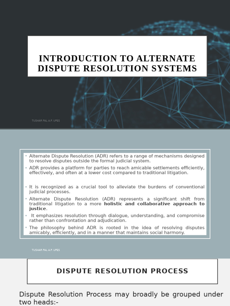 Introduction To Alternate Dispute Resolution Systems | PDF | Alternative Dispute Resolution ...
