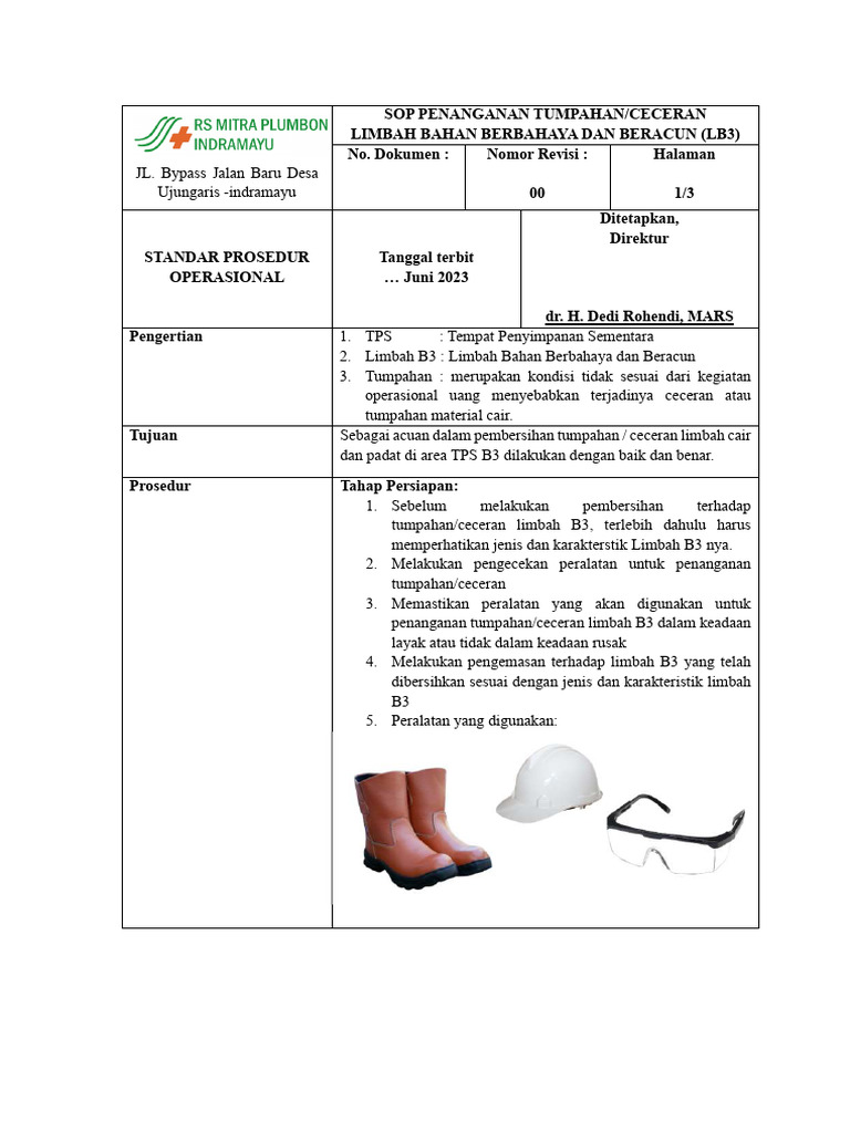 SOP Penanganan Tumpahan Limbah B3 | PDF