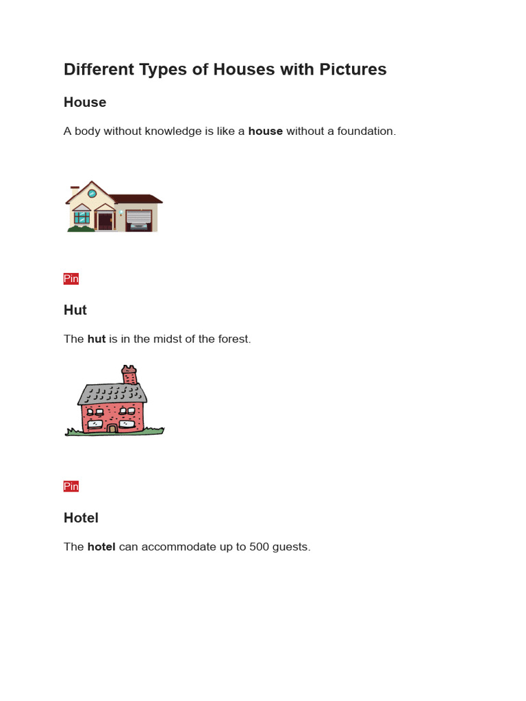 Types of Houses with Images | PDF
