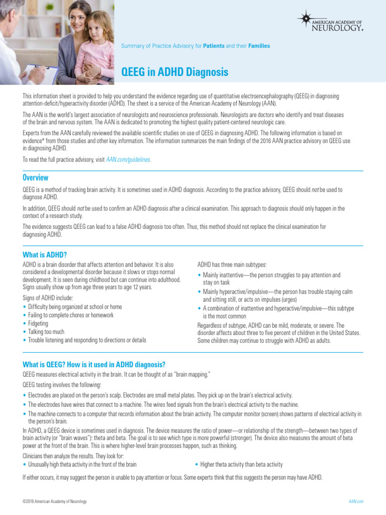 Practice Advisory - The Utility of EEG Theta - Beta Power Ratio in ADHD ...