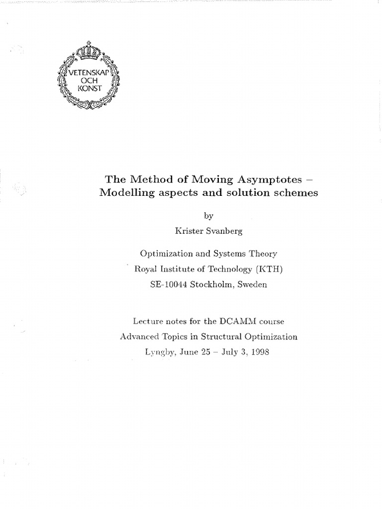 Method of Moving Asymptotes Overview | PDF | Mathematical Optimization ...