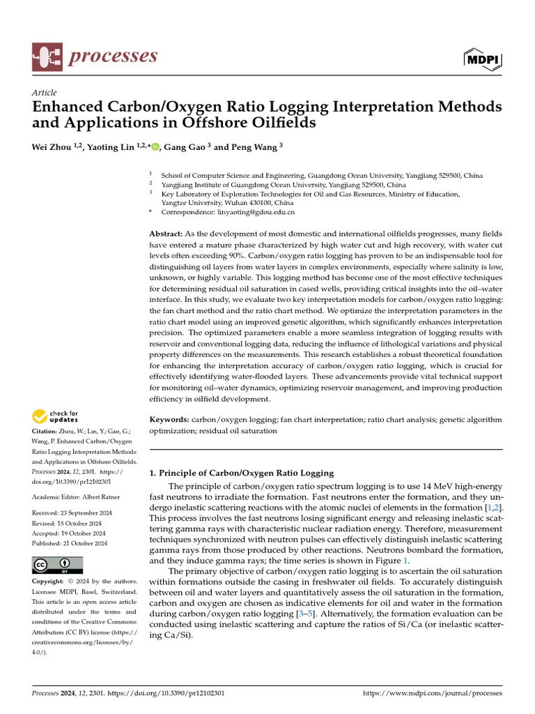 Enhanced CarbonOxygen Ratio Logging Interpretation Methods and ...