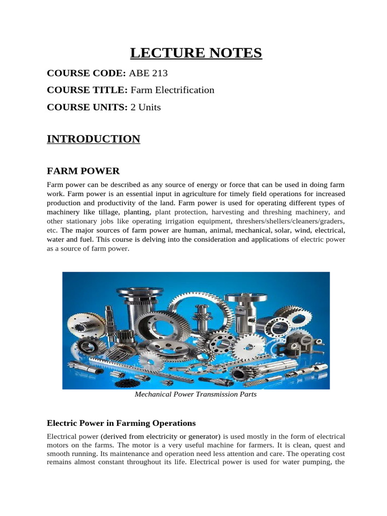 Electric Power in Farm Operations | PDF | Electric Motor | Bearing ...