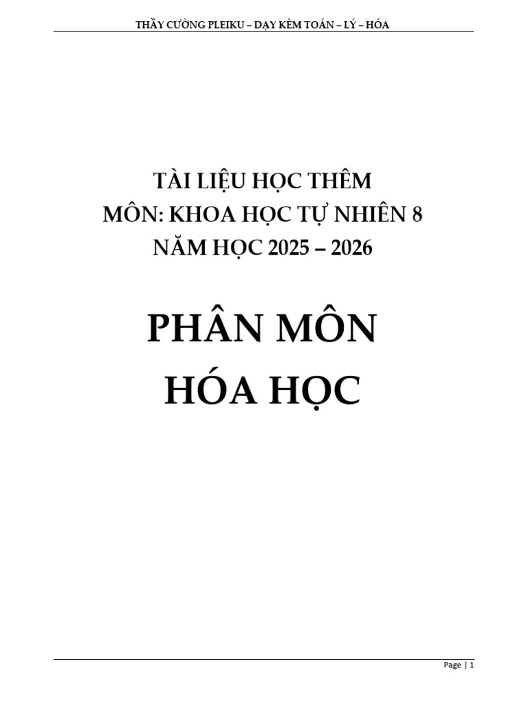 Khtn 8. Dạy Thêm Hóa Học Cả Năm | PDF